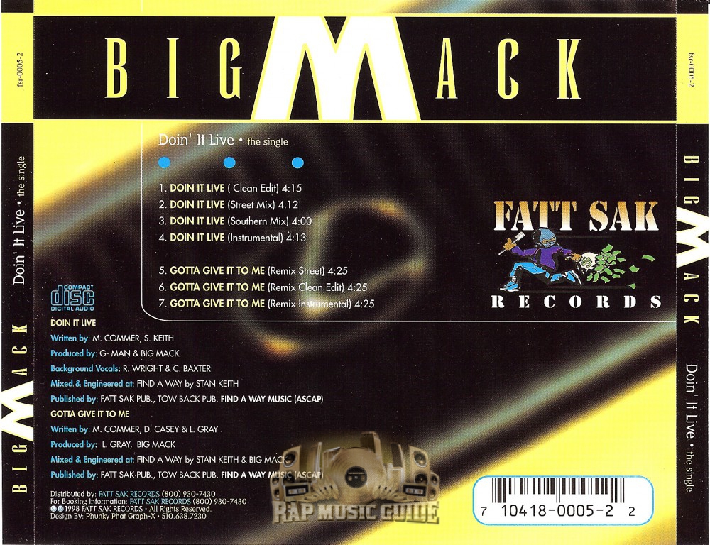 Big Mack - Doin' It Live: CD | Rap Music Guide